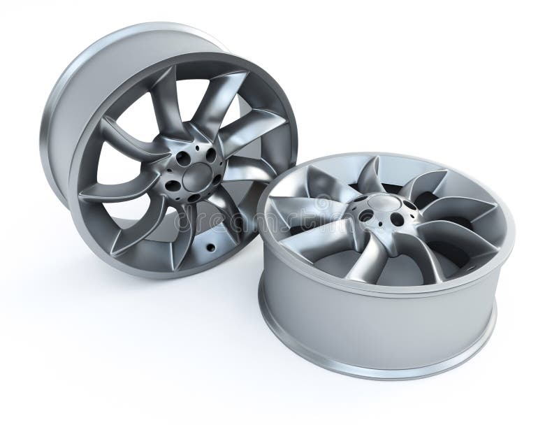 Two Disk Wheel On White Background. Isolated 3D Stock Illustration ...