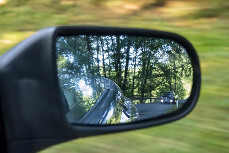 Car with Distance in Driving-mirror Stock Photo - Image of route ...