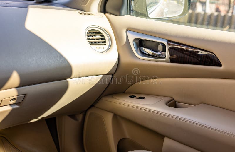 Car Door Control Right Panel. New Car Interior. Window Lifters Control ...