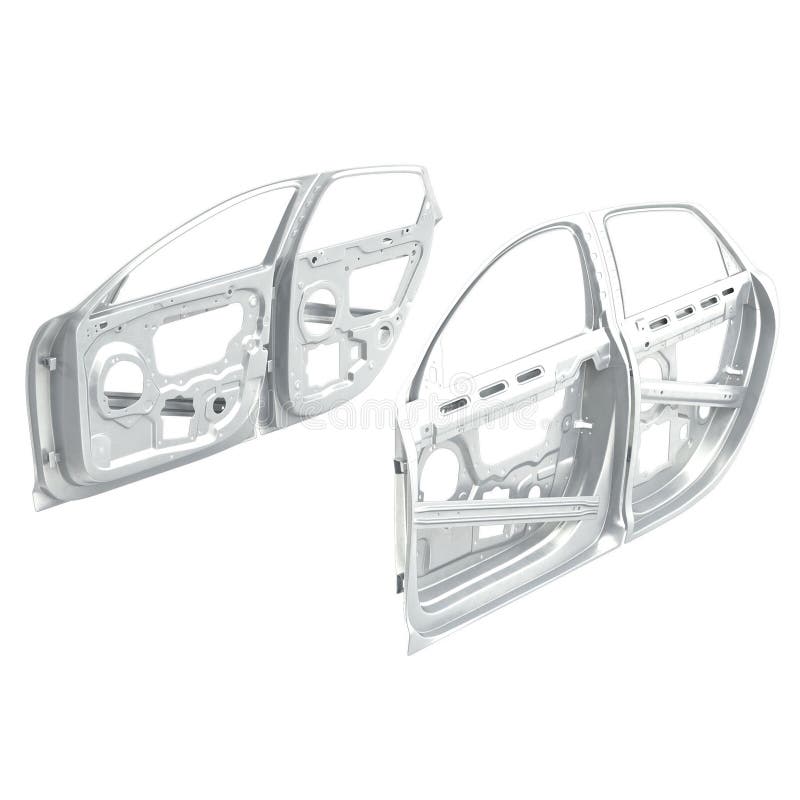 Car Door Frame on White. 3D Illustration Stock Illustration ...