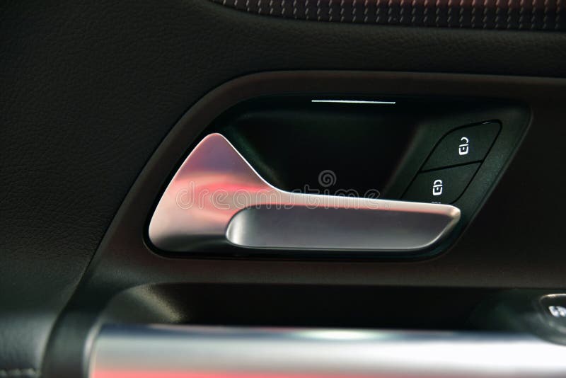 Car Door Handle and Central Locking Stock Image - Image of knob ...