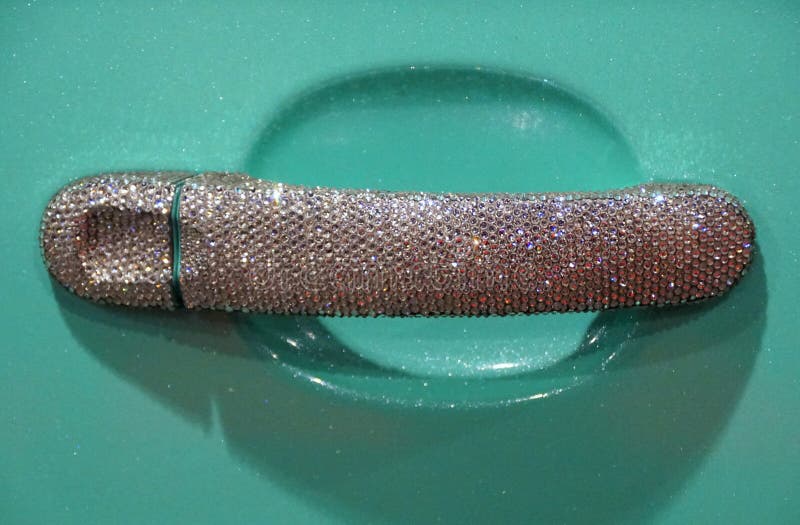A Car Door Handle Decorated with Shiny Rhinestones Stock Image - Image ...