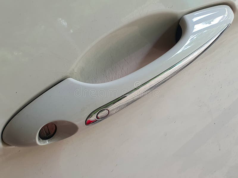 Car Door Handle on Driver S Door of Modern White Car Stock Photo ...