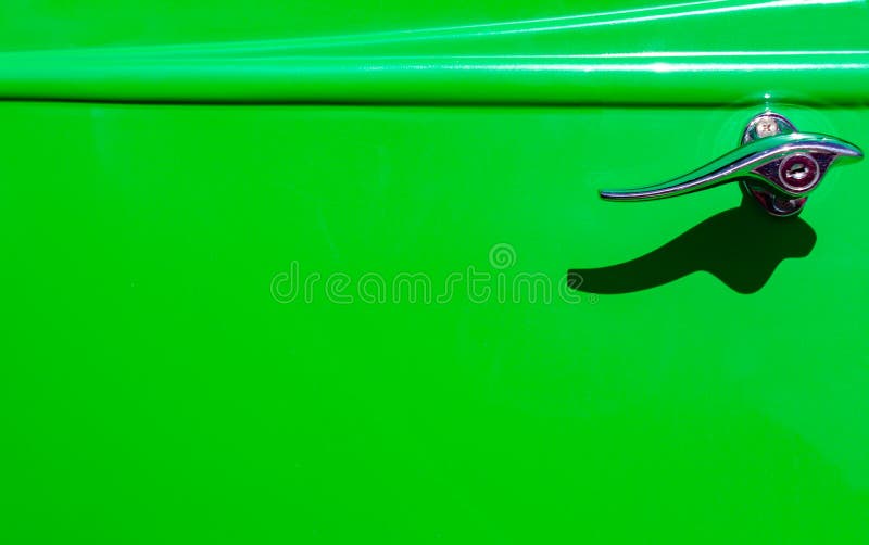 Car Door Handle on a Green Door. Stock Photo - Image of classic, metal ...