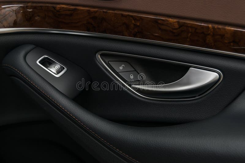 Car Door Handle with Windows Control Buttons. Stock Image - Image of ...