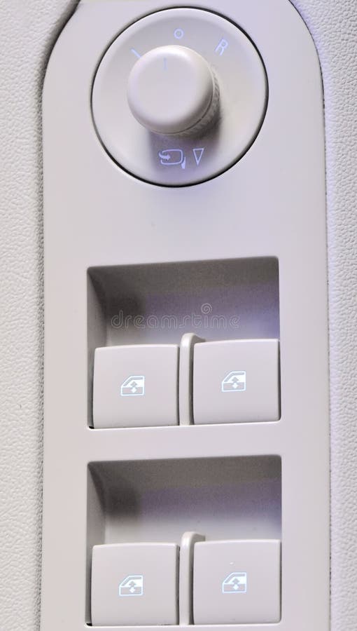 The Interior of the Car. Buttons for Adjusting the Height of the ...