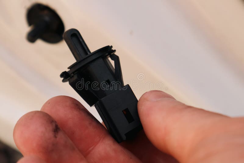 Car Door Limit Switch in Hand. Auto Parts Stock Image - Image of ...