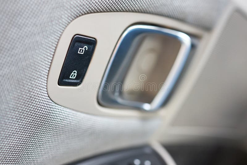 Car Door Lock Button Closeup. Electric Locking Button in Modern Car ...
