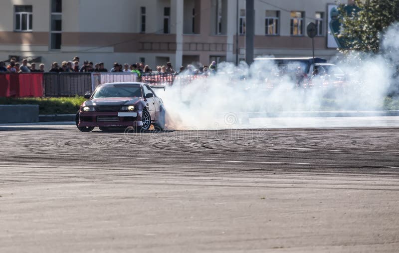 Car Drifting on Speed Track Editorial Stock Image - Image of highway ...