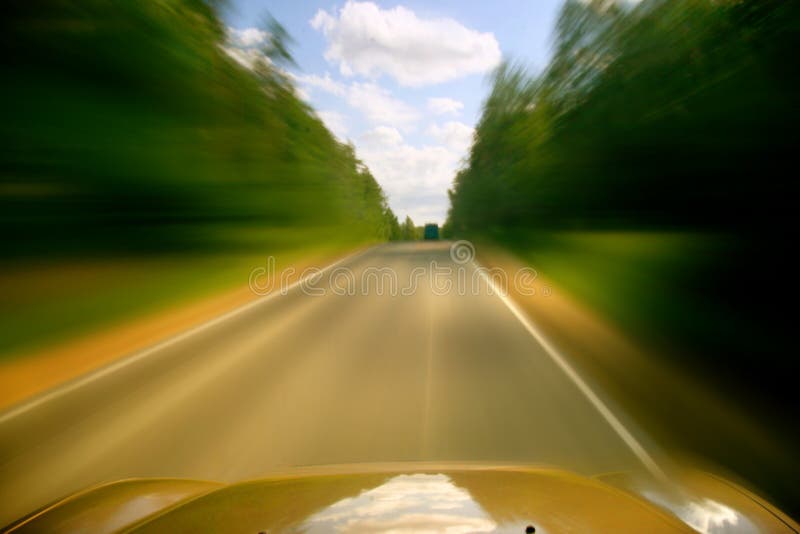 Car Driving Fast into Forest. Stock Photo - Image of motion, speed ...