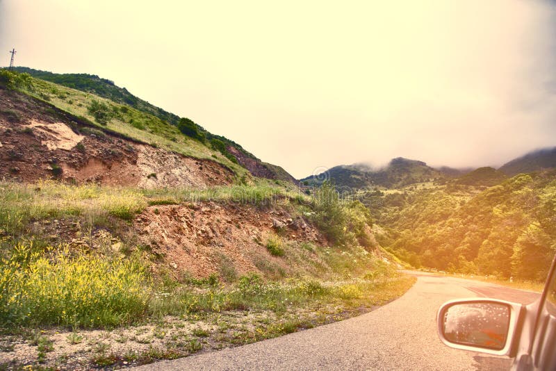 Car Drive in Road in the Sunset Stock Image - Image of blurred, road ...