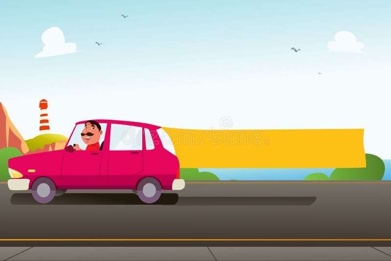 Car Driver Carrying Blank Banner Cartoon Vector Illustration Stock ...
