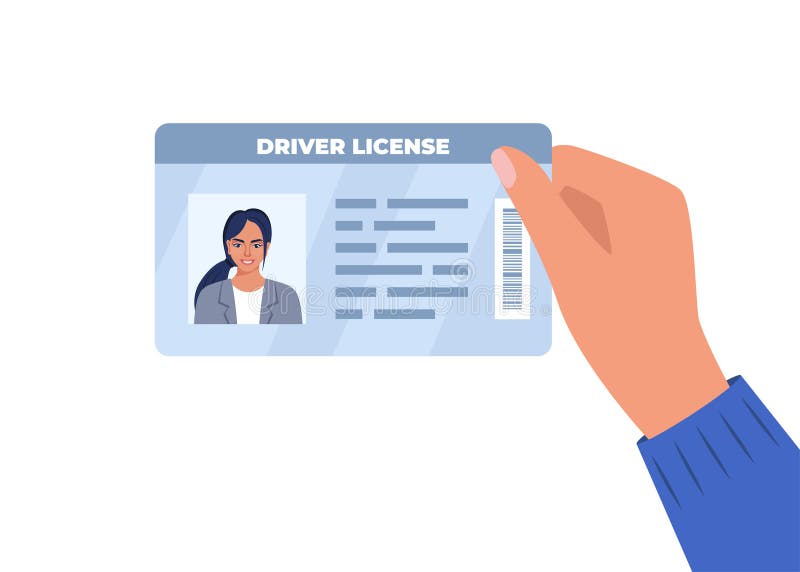 Car Driver License in Hand. Human Hand Holding the Id Card Stock Vector ...