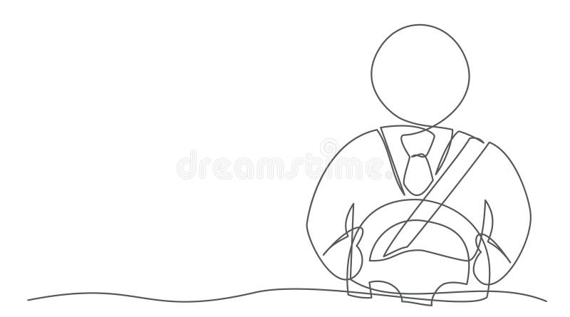 Car Driver One Line Drawing on White Background Stock Vector ...