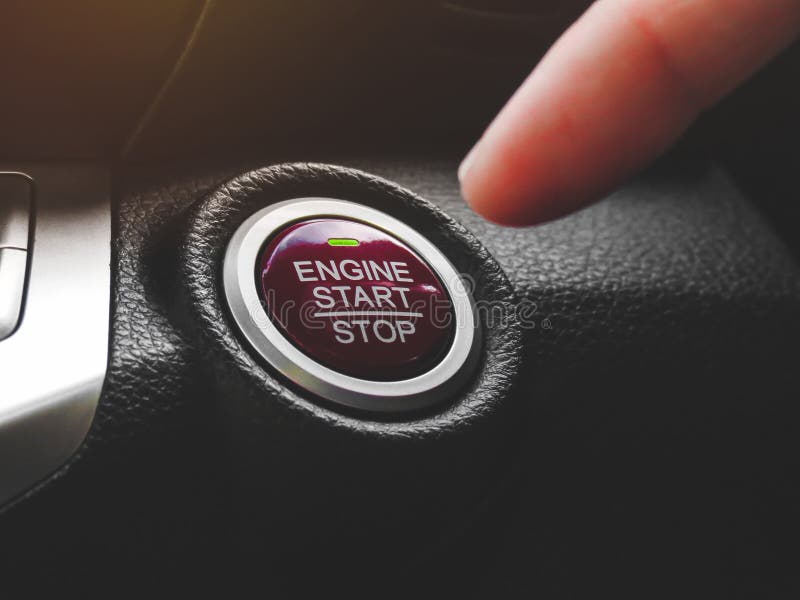 Car Driver Press To The Engine Start Stop Button Stock Image - Image of ...