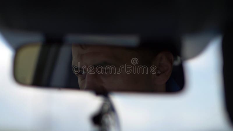 Car Driver`s Reflection in the Rearview Mirror Stock Image - Image of ...
