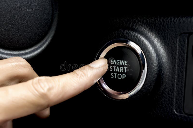Car Driver Starting the Engine Stock Photo - Image of button, trip ...