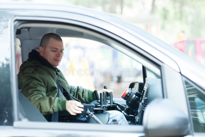 Car Driver without Steering Wheel Stock Photo - Image of impairment ...