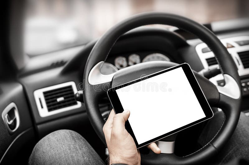 Car Driver with the Tablet PC Stock Image - Image of hire ...