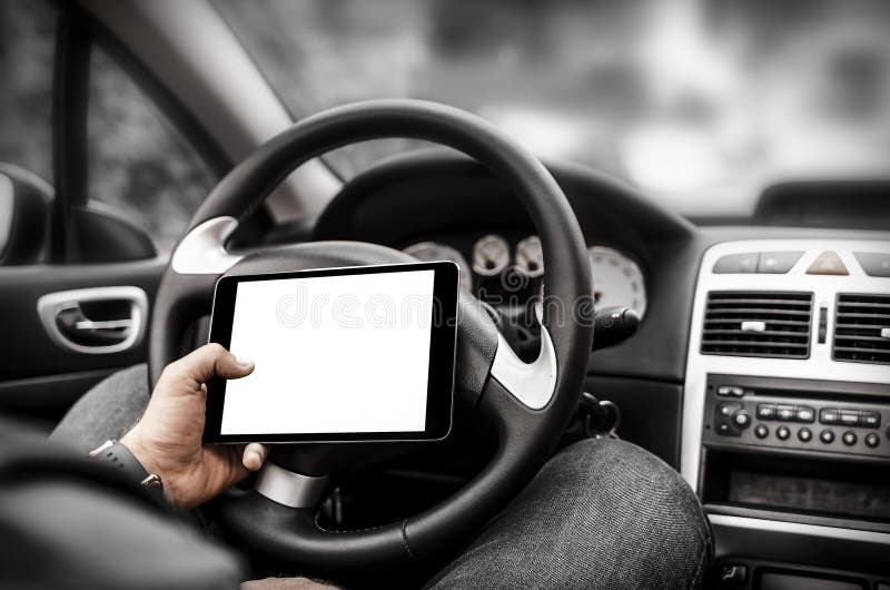 Car Driver with the Tablet PC Stock Image - Image of hire ...
