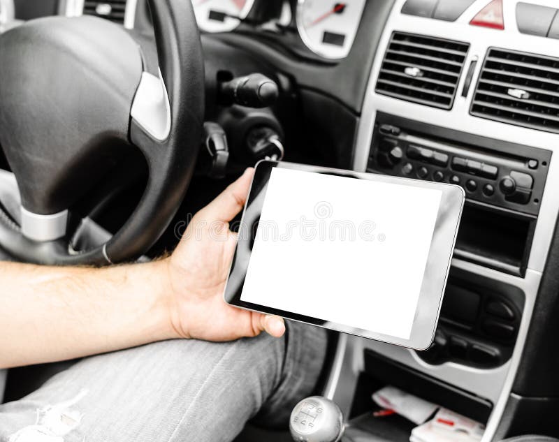 Car Driver with the Tablet PC Stock Image - Image of hire ...