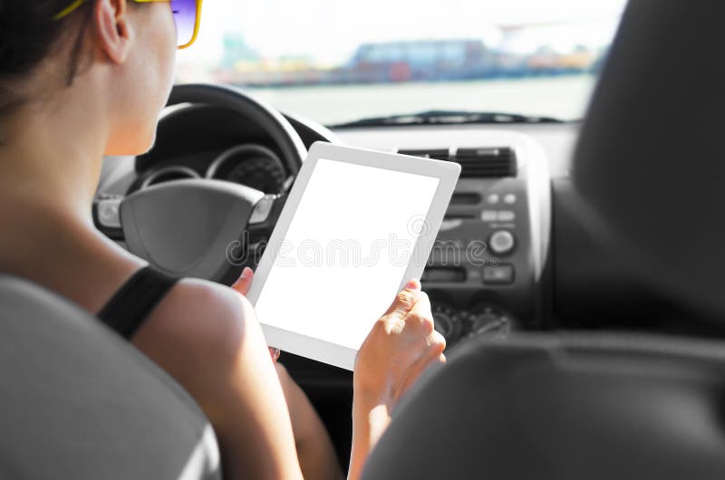 Car Driver with the Tablet PC Stock Image - Image of hire ...