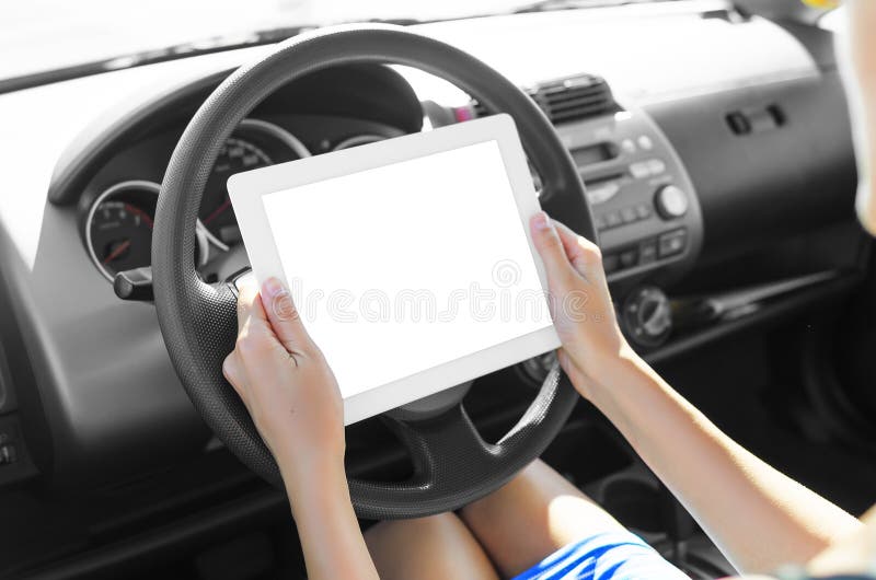 Car Driver with the Tablet PC Stock Image - Image of hire ...