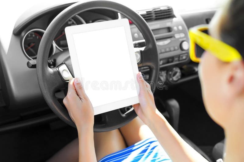 Car Driver with the Tablet PC Stock Image - Image of hire ...