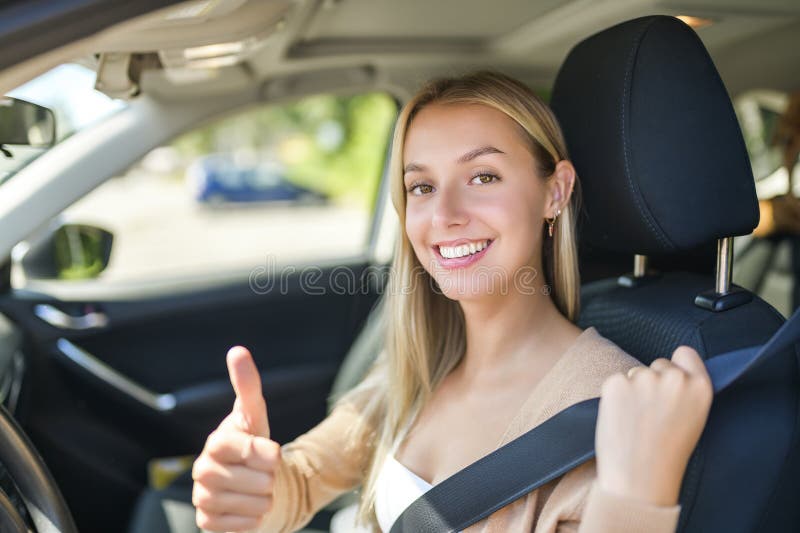 Car Driver Woman Happy Owner of a New Car Stock Image - Image of hand ...
