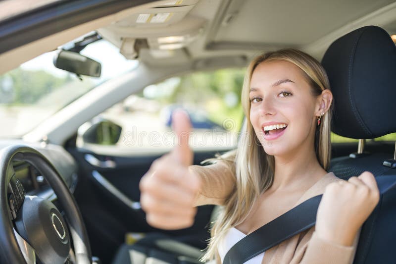 Car Driver Woman Happy Owner of a New Car Stock Photo - Image of ...