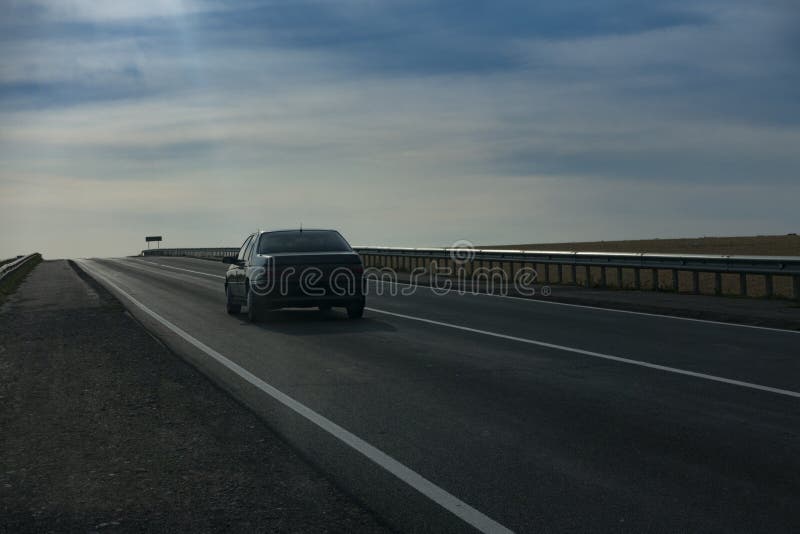 Car Driving on the Asphalt Road Rural Landscape Stock Image - Image of ...