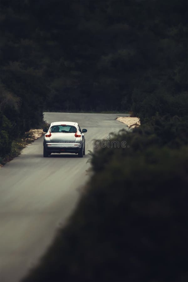 A Car Driving Away, Rear View of a Moving Car. Soft Focus Stock Image ...