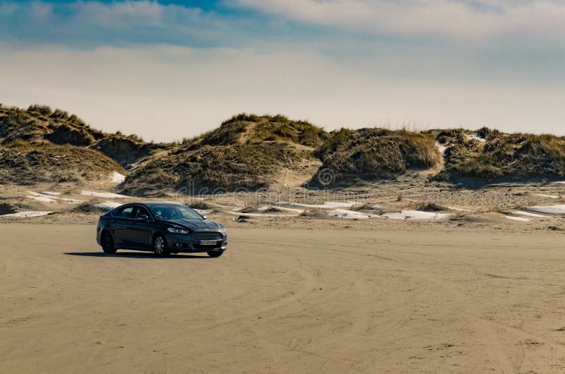 Car Driving on the Beach, Romo, Denmark Editorial Photo - Image of ...
