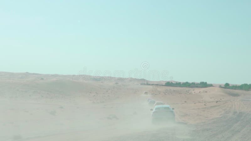 Car is Driving in the Desert. Windshield Camera. Dubai Stock Footage ...