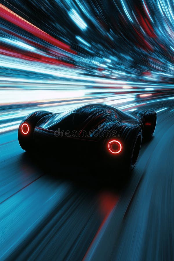 A Car is Driving Down a Road Stock Illustration - Illustration of ...