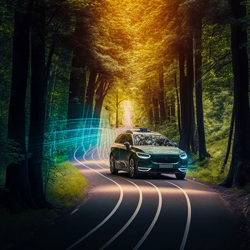 Man Driving Green Race Car on Top of Track in Tunnel. Generative AI ...