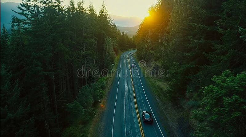 A Car Driving Down a Road in the Mountains Stock Photo - Image of ...