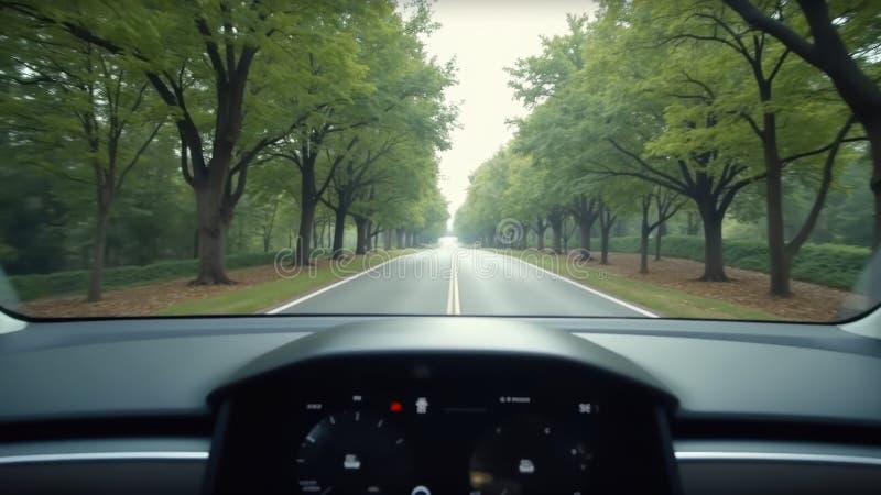 Car is Driving Down a Road with Trees in the Background Stock Photo - Image of vehicle, motion ...