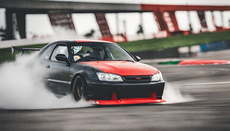 Car driving in drift stock illustration. Illustration of automobile ...