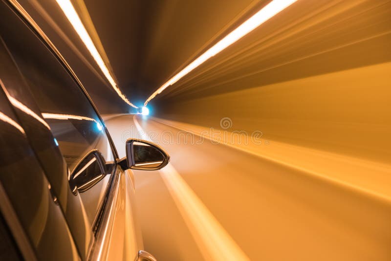 Car Driving Fast Exit the Tunnel Stock Image - Image of automotive ...