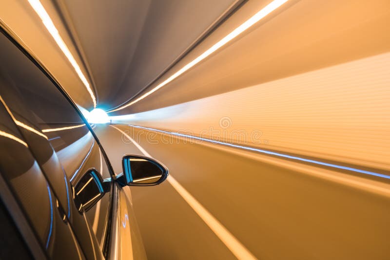 Car Driving Fast Exit the Tunnel Stock Image - Image of movement ...