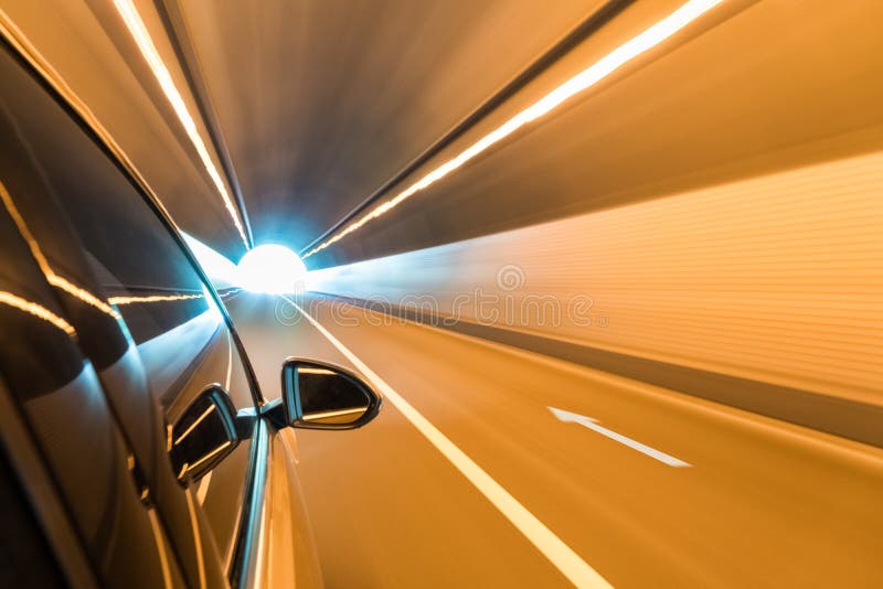 Car Driving Fast Exit the Tunnel Stock Image - Image of speed ...