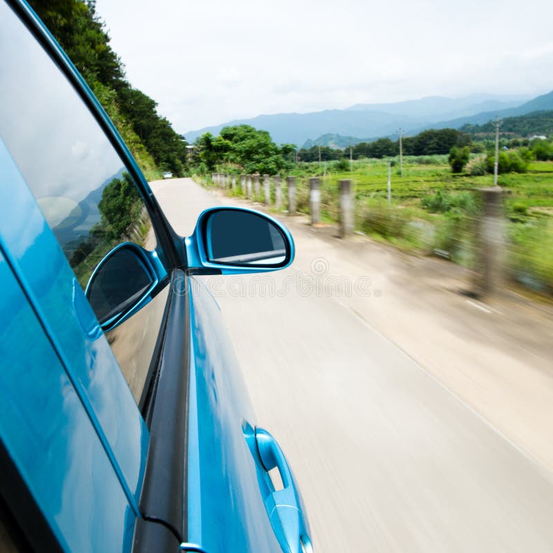 Car Driving Fast Into Forest. Stock Image - Image of steering, tire ...