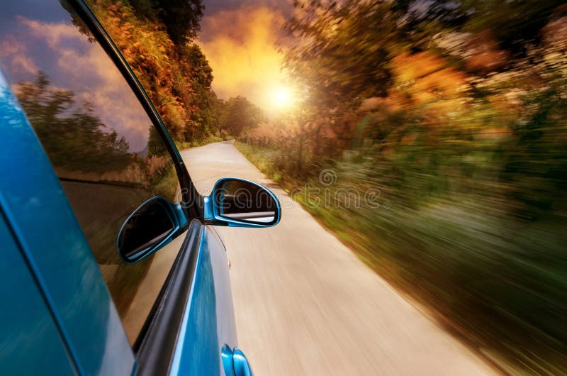 Car Driving Fast into Forest Stock Image - Image of driveway, outdoors ...