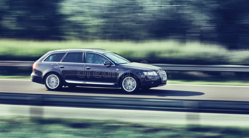 Car Driving Fast on Highway Motion Blur Stock Image - Image of forest ...