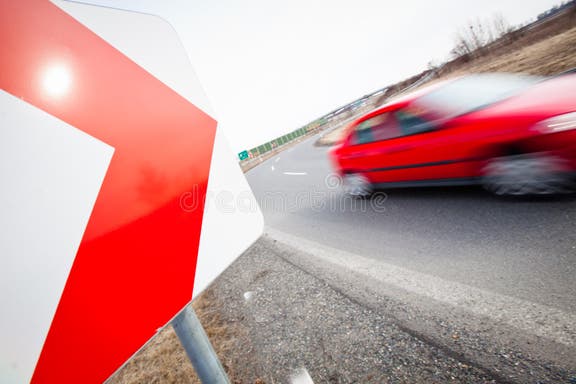 Car Driving Fast through a Sharp Turn Stock Image - Image of direction ...