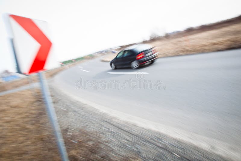 Car Driving Fast through a Sharp Turn Stock Image - Image of accelerate ...