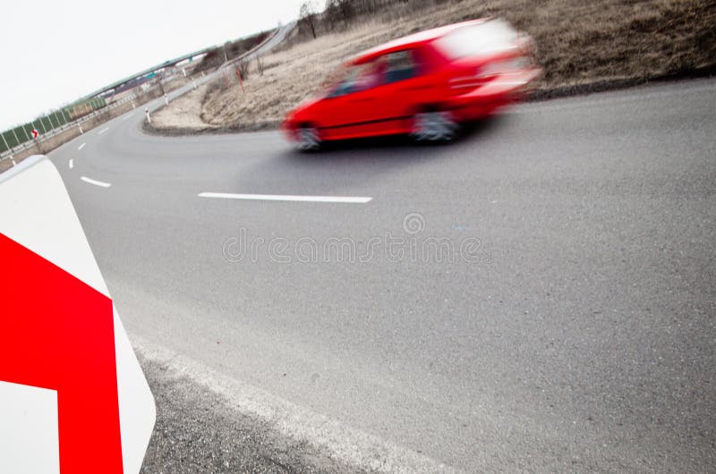 Car Driving Fast through a Sharp Turn Stock Photo - Image of dangerous ...