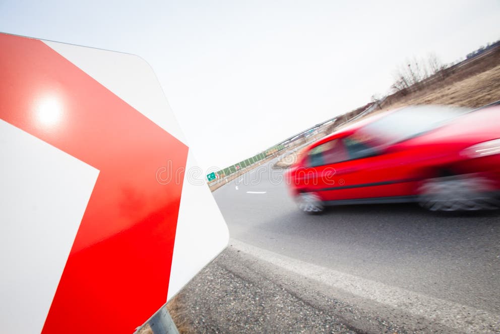 Car Driving Fast through a Sharp Turn Stock Photo - Image of blur ...