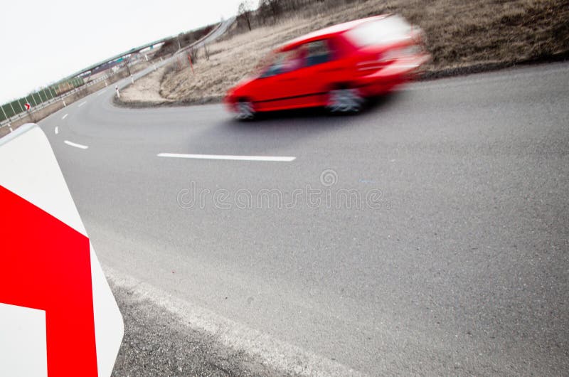 Car Driving Fast through a Sharp Turn Stock Image - Image of journey ...